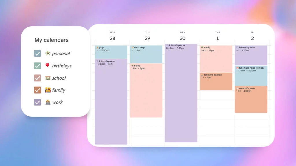 organized google calendar